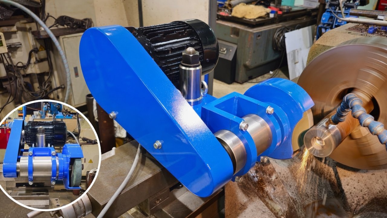 Testing the fit on a heavy-duty tool post grinder