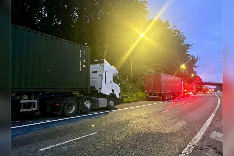 M6 truckers in trouble for taking a break on North Staffordshire hard ...
