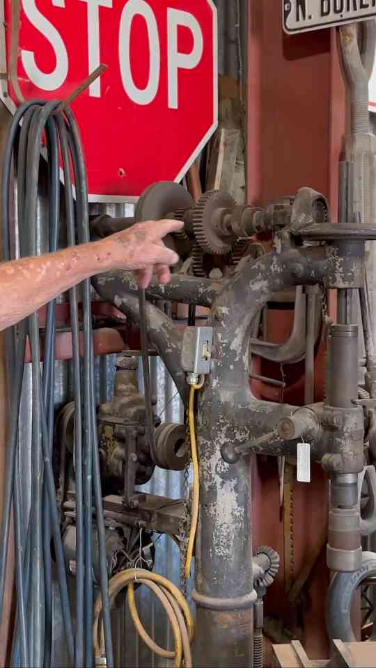 Ancient drill press at the Dwarf Car Museum