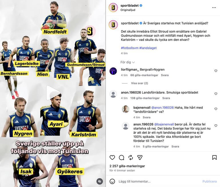 Massiv kritik mot Aftonbladet – avslöjar Sveriges startelva