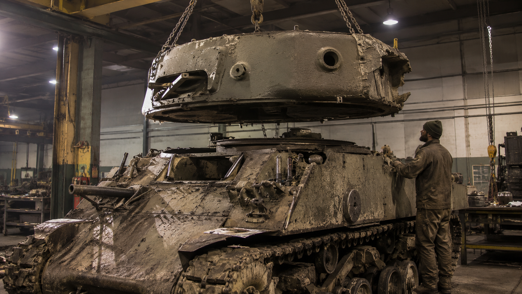 Sherman jumbo stalled until a rare M74 arrives