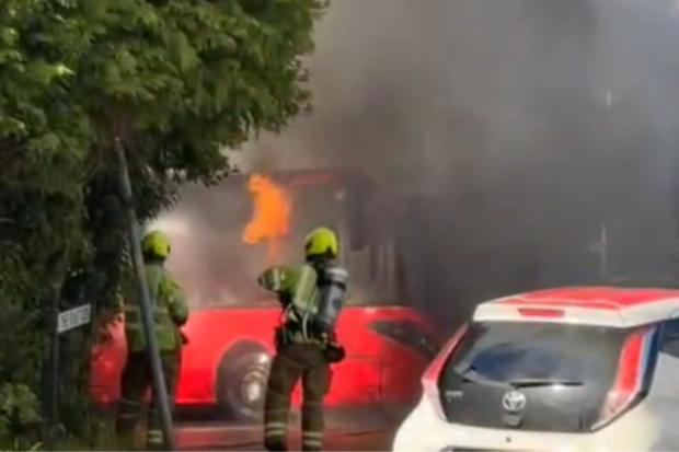 Windows 'explode' as bus catches fire while on route