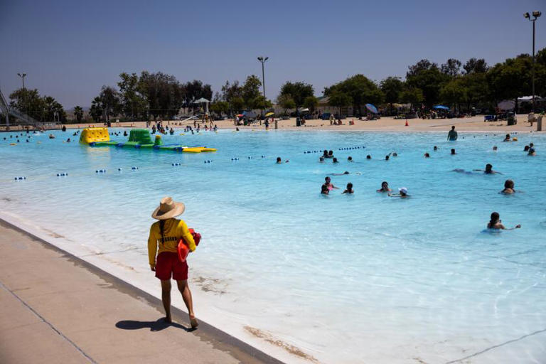 One of the largest pools in America is in LA It's packed with beach ...