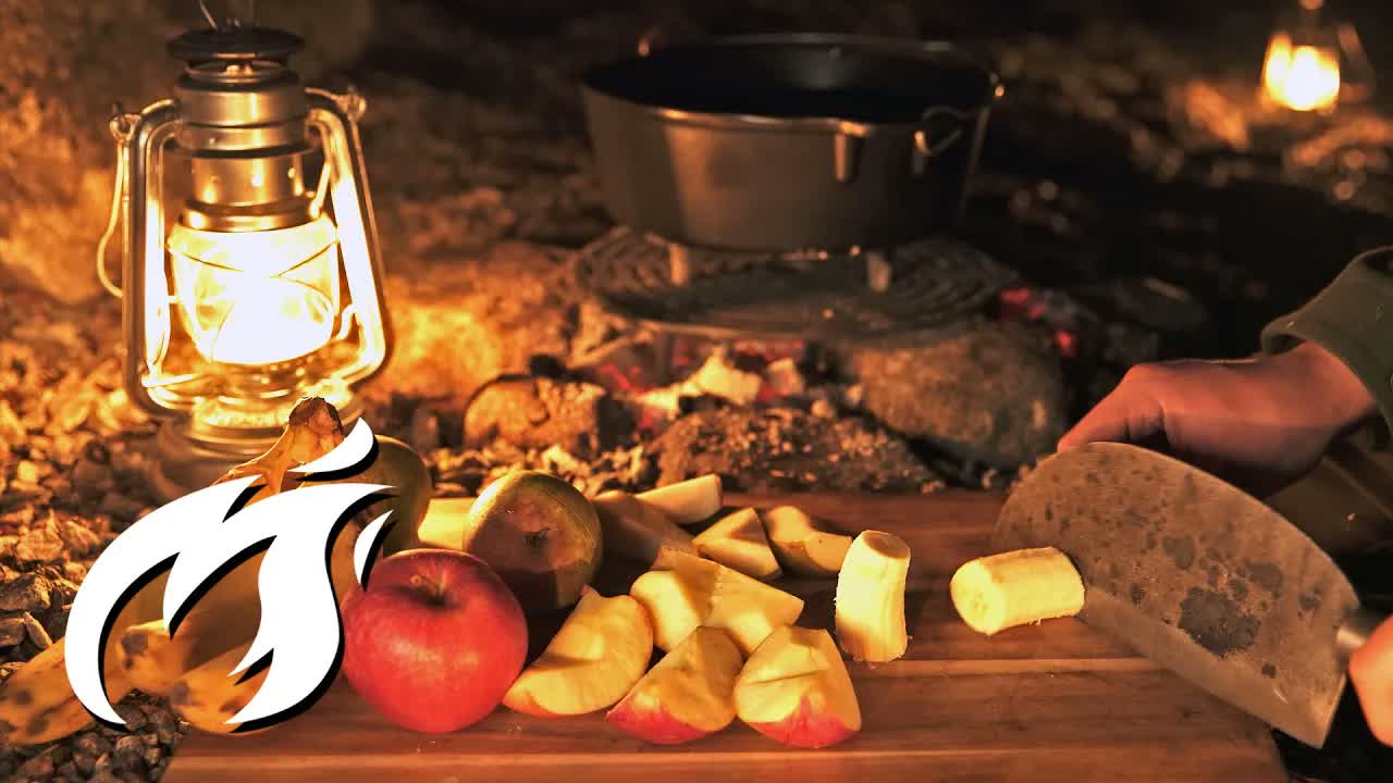 This is a very unique fruit salad - it's deep fried in the woods