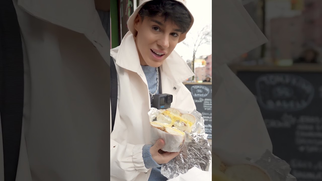 European traveler experiences authentic American breakfast bagel for ...