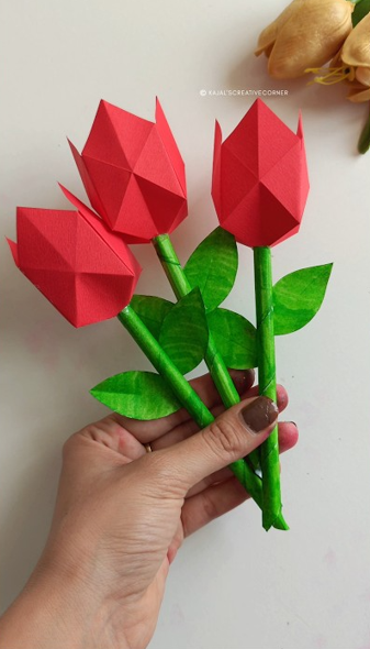 Create a beautiful rose flower with paper easy origami tutorial