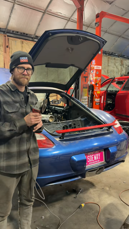 Cutting into a Porsche Cayman to create the ultimate drift car
