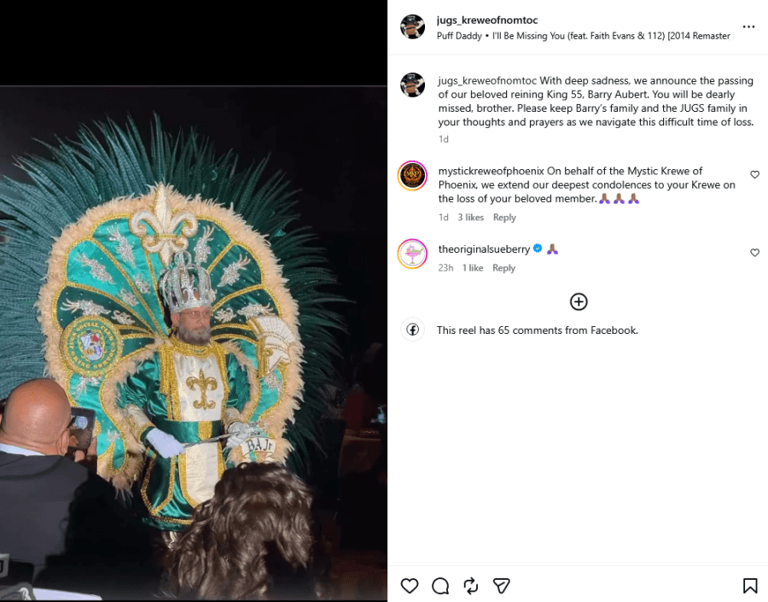 Krewe of NOMTOC announces passing of King Barry Aubert
