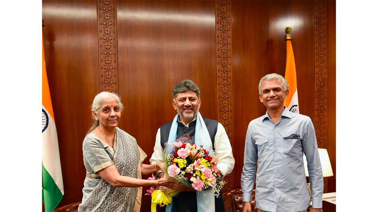 Karnataka CM DK Shivakumar meets FM Nirmala Sitharaman in New Delhi