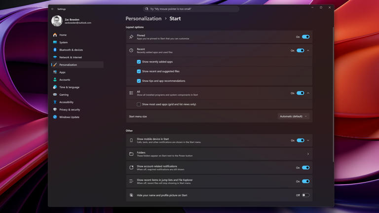 Hands-on with Windows 11's updated Start menu customization features