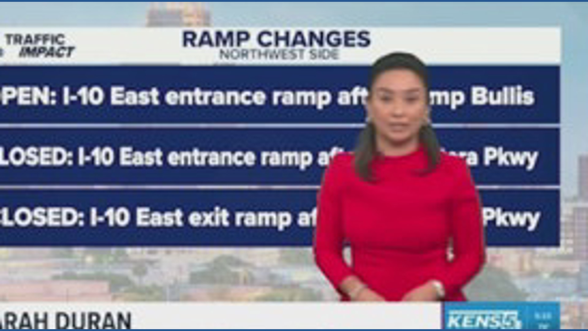 Ramp access has changed on the northwest side of SA
