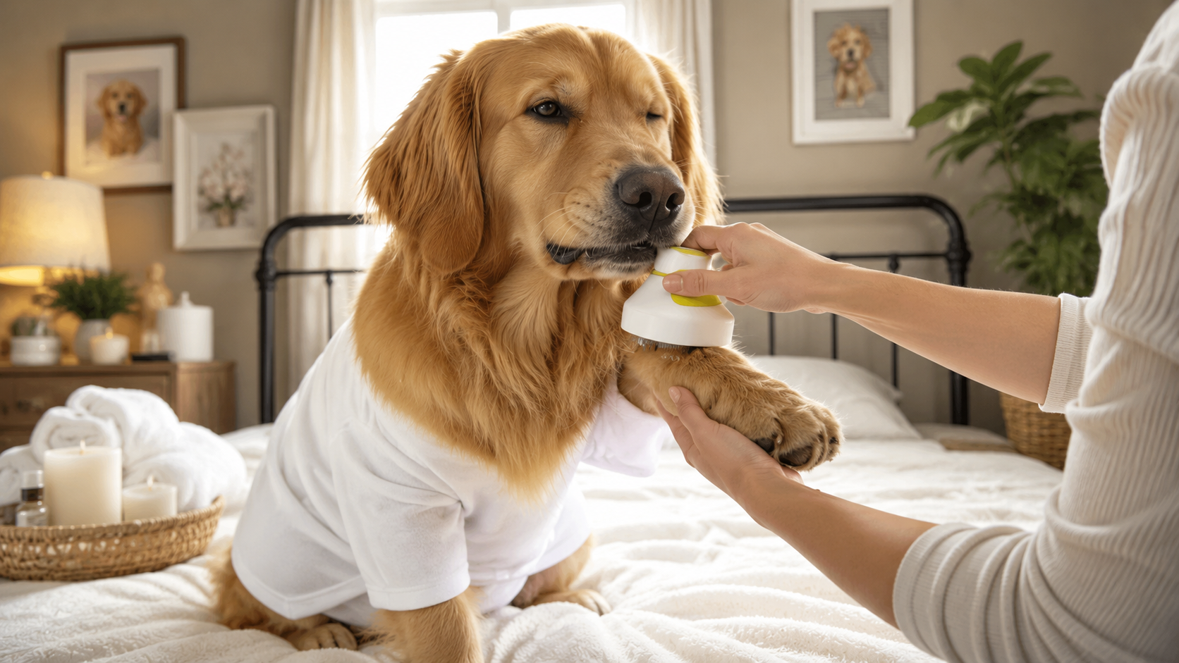 This golden retriever loves being spoiled