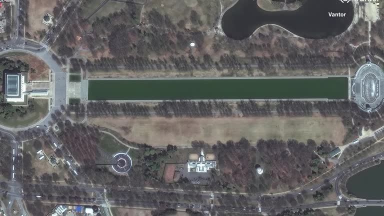 Satellite images show recent work on Washington Reflecting Pool