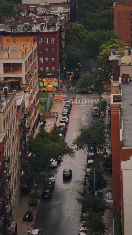 Rainy rooftop views over New York City