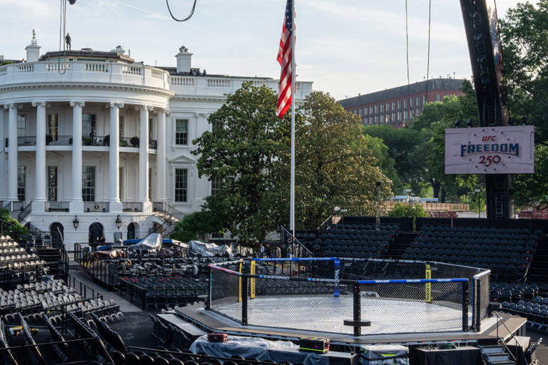 Lights! Camera! Cage match! The White House lawn's Octagon is ready for ...
