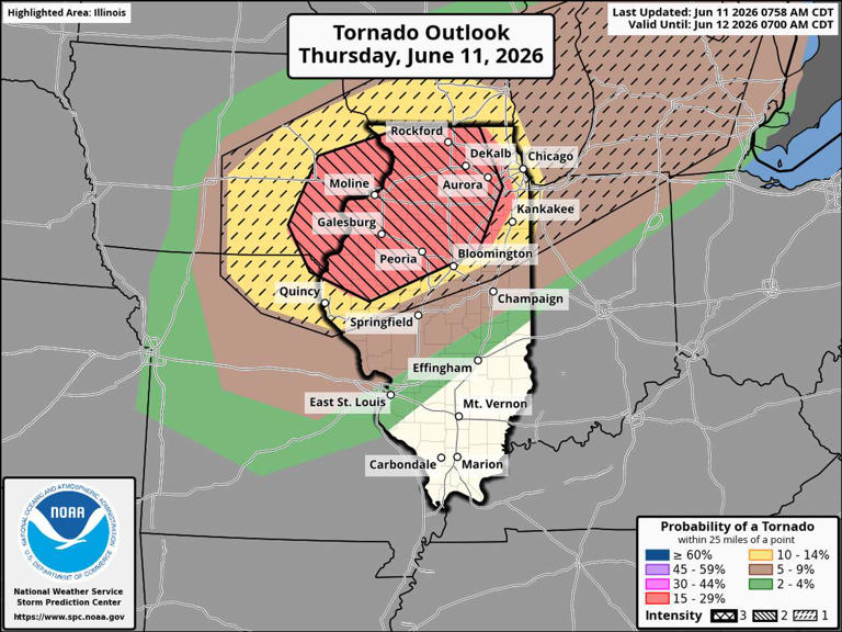 Severe storms likely across Illinois today as SPC upgrades central ...