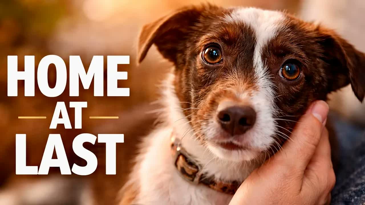 A rescue dog's first moments in his new home - and his tail starts wagging!