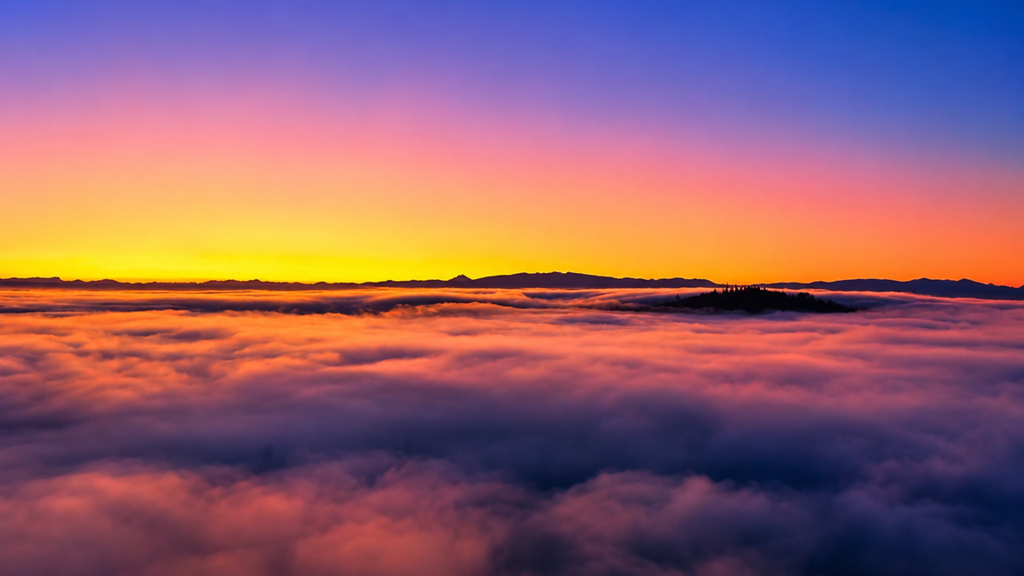 An ocean of clouds at sunrise