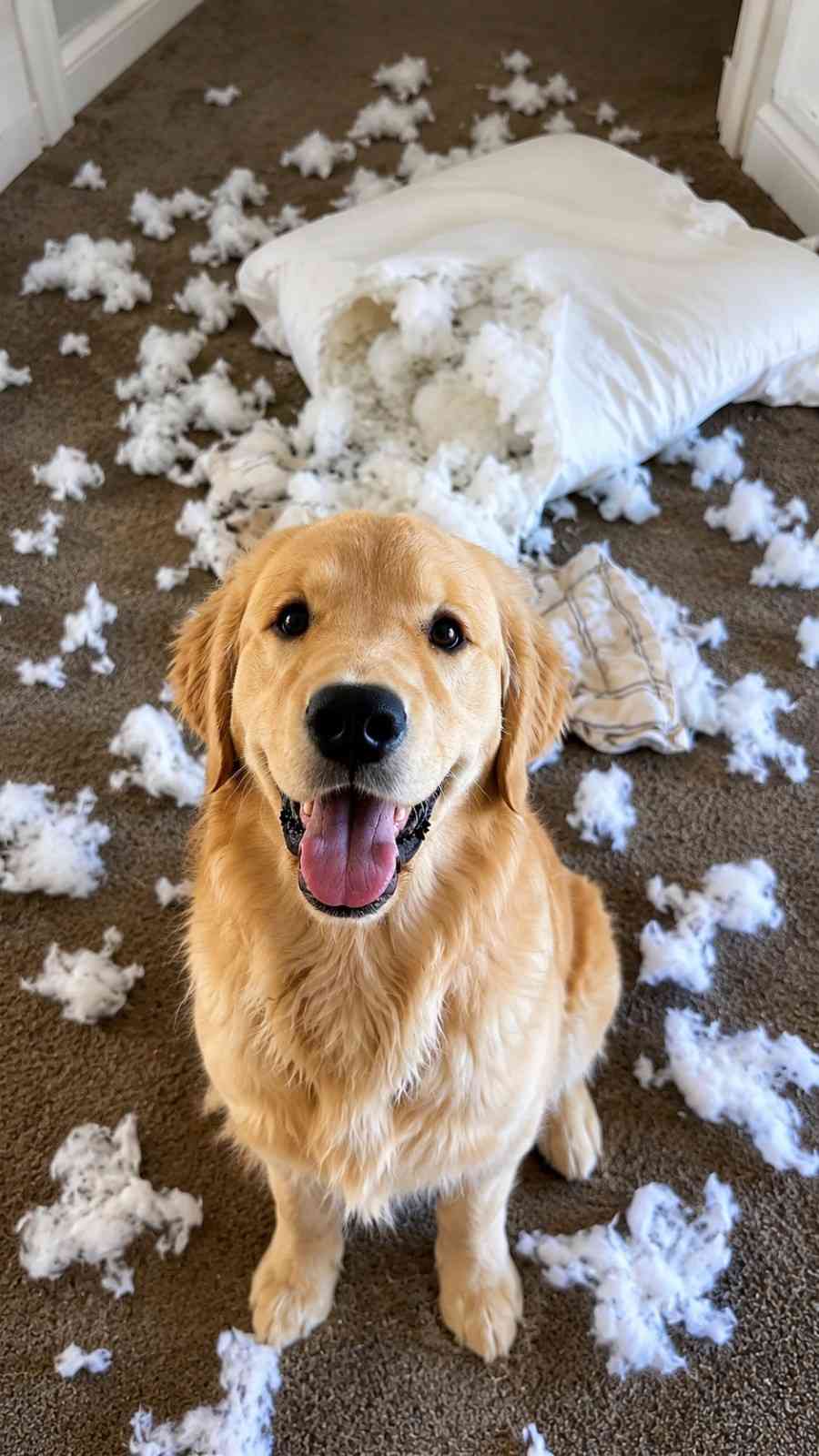 My dog turned the room into snow