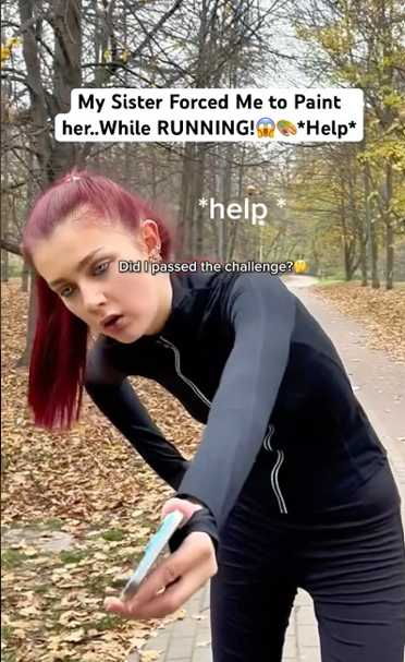 My sister forced me to paint her while running