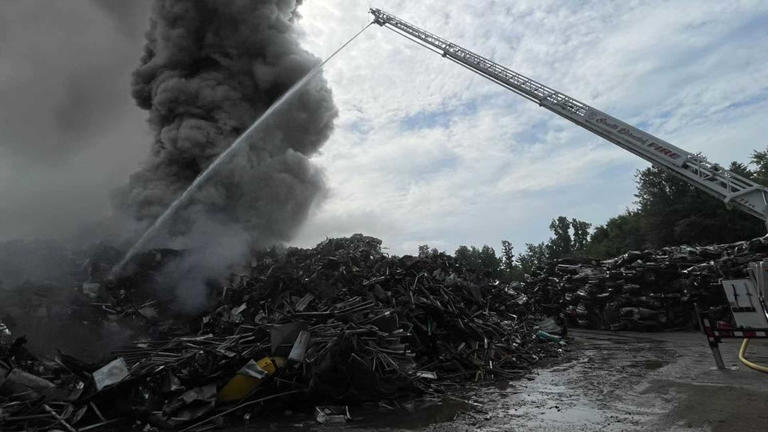 Scrap metal fire at Berwick junkyard produces heavy smoke