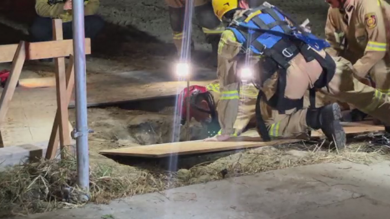 Los Angeles firefighters rescue man from 30-foot hole in North Hollywood