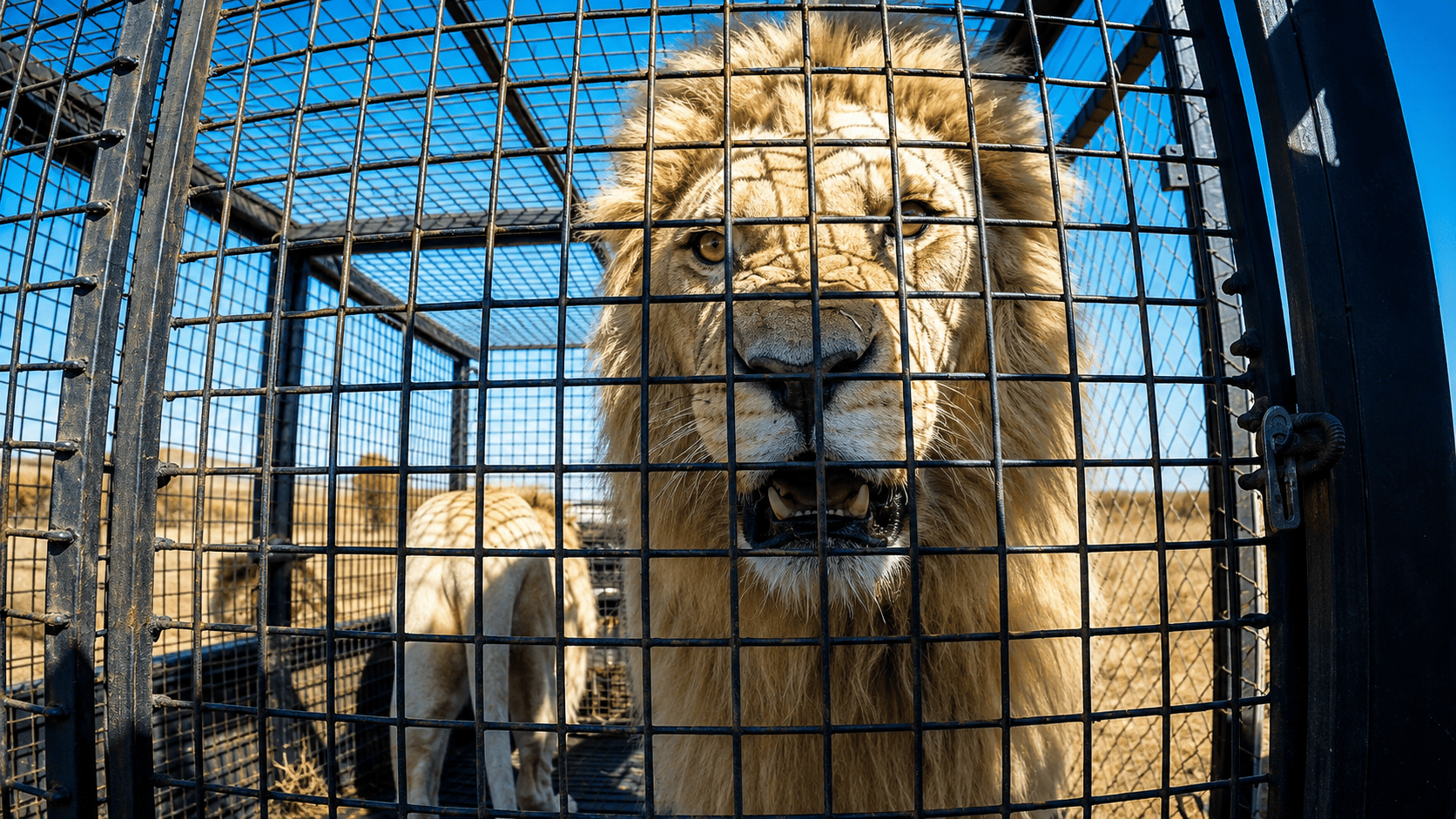 A huge lion turned moving day into a challenge