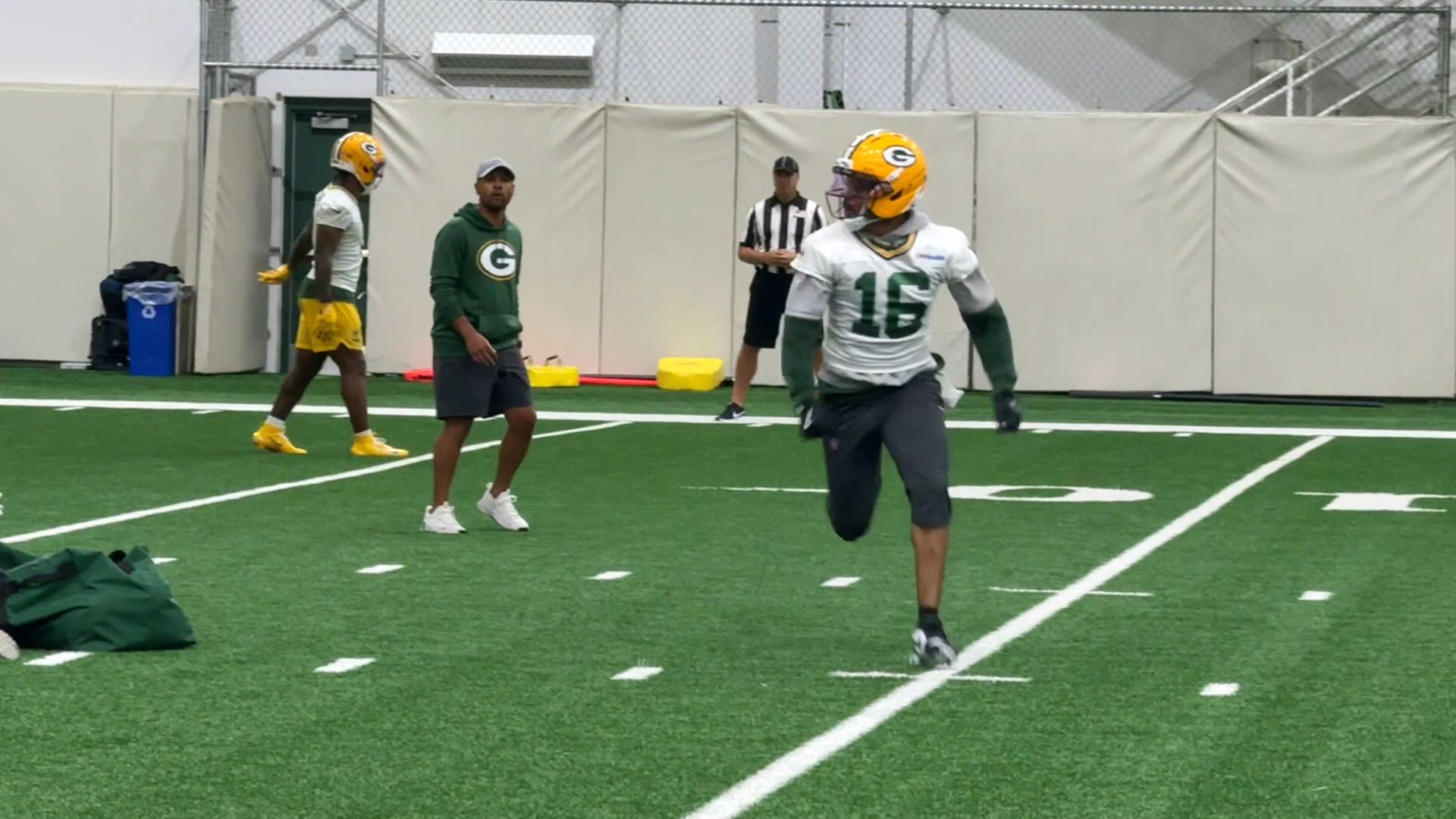 Packers WRs Isaiah Neyor, Bo Melton, Brenden Rice in slow-mo