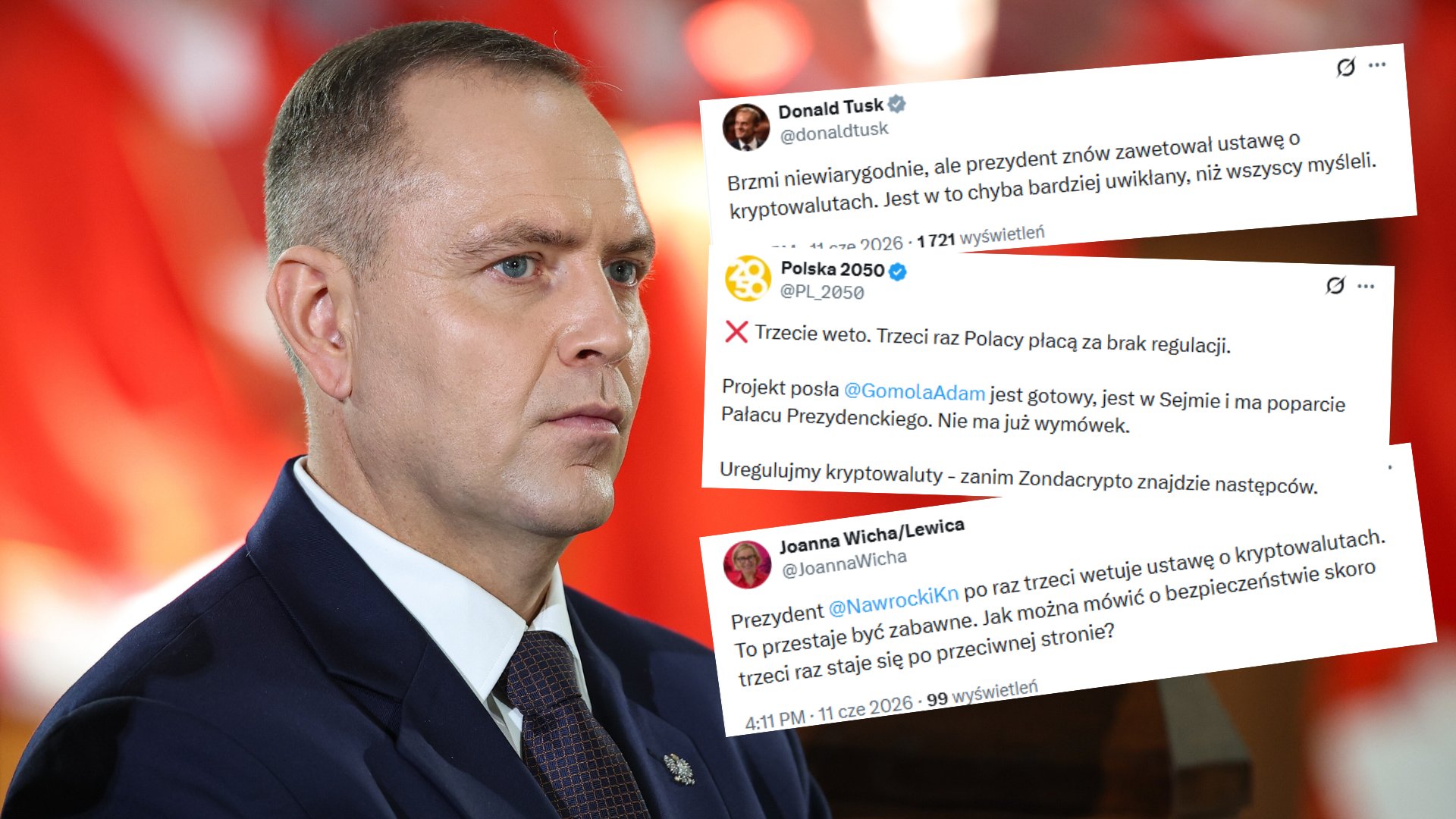 Politycy koalicji krytykują weto Karola Nawrockiego. Fala komentarzy ...