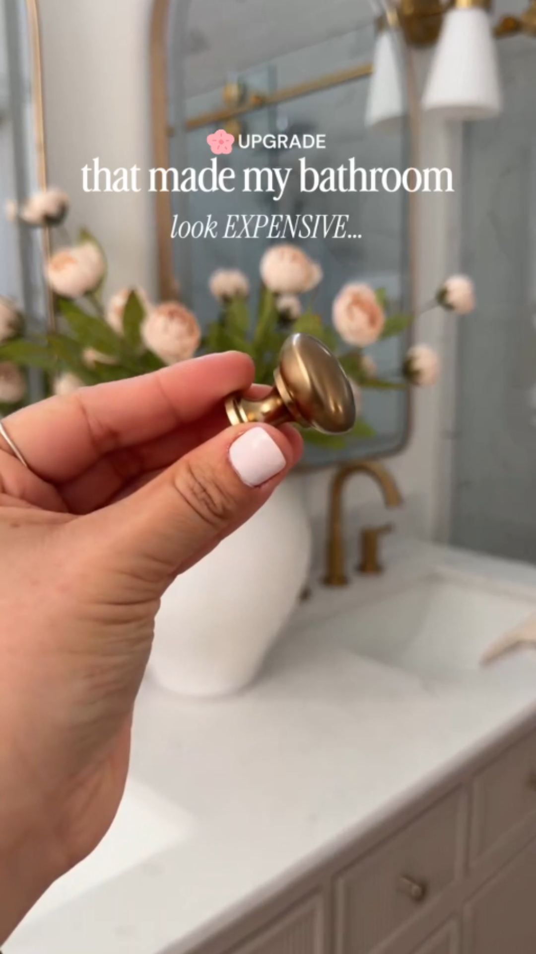 Elegant brass knobs upgrade for a vanity