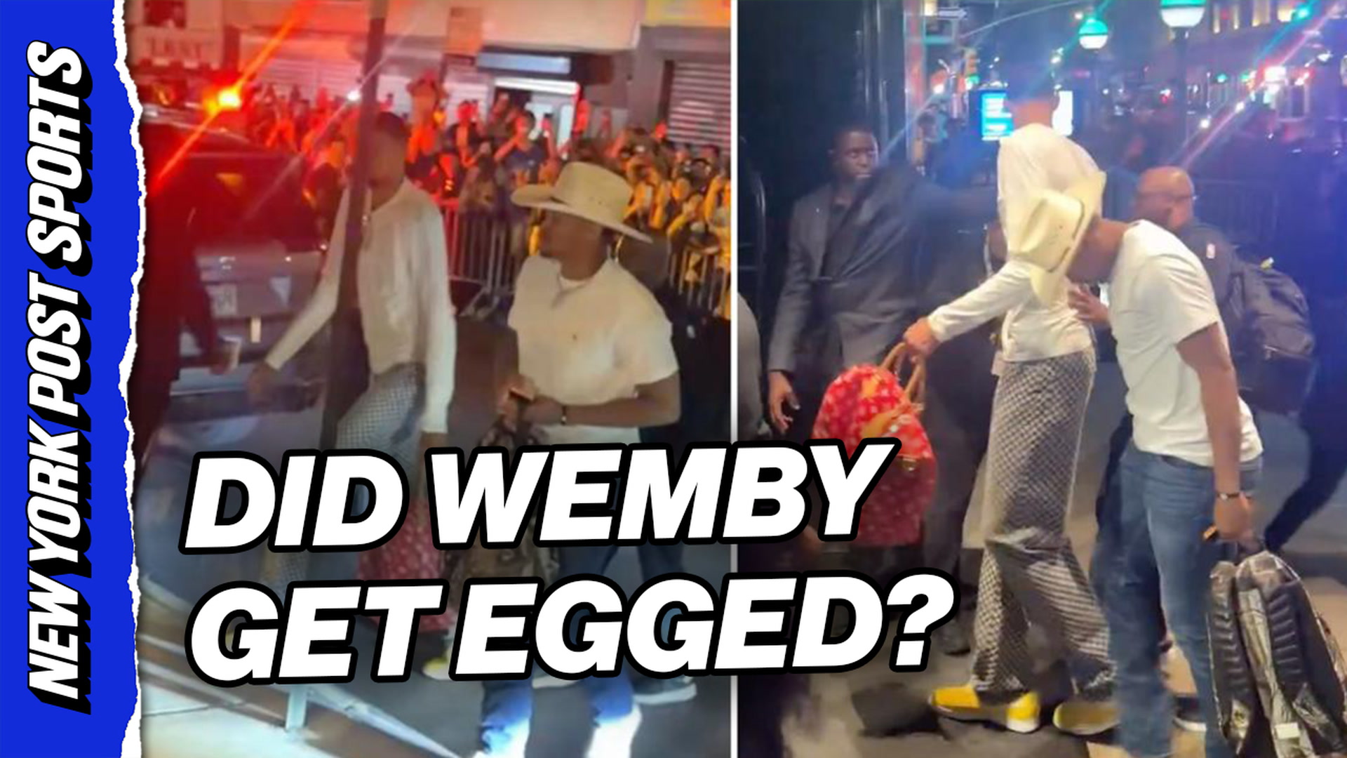 Knicks fans throw object at Victor Wembanyama outside Spurs hotel in ...
