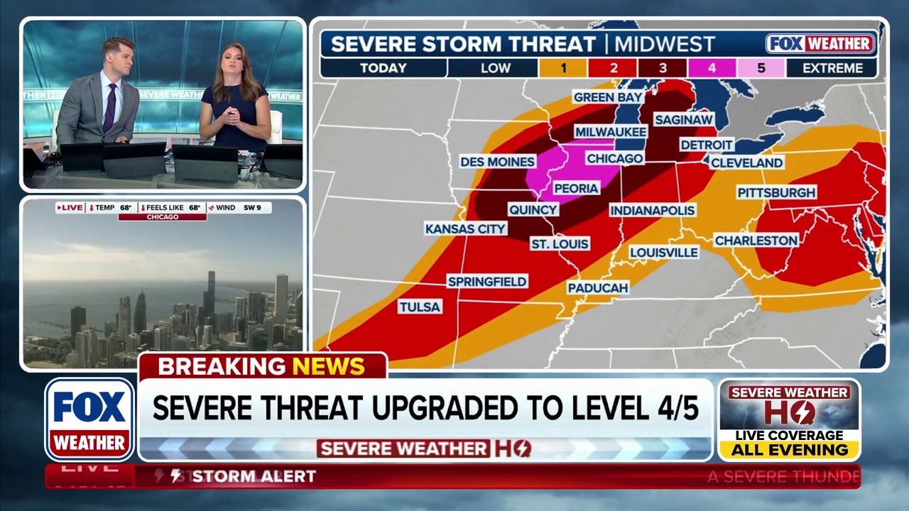 Severe weather risk upgraded over Chicago, Midwest for widespread ...