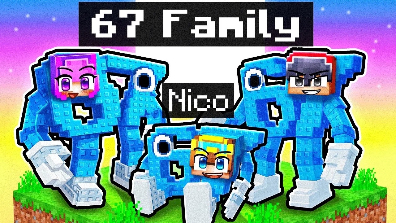 Having a 67 brainrot family in Minecraft.