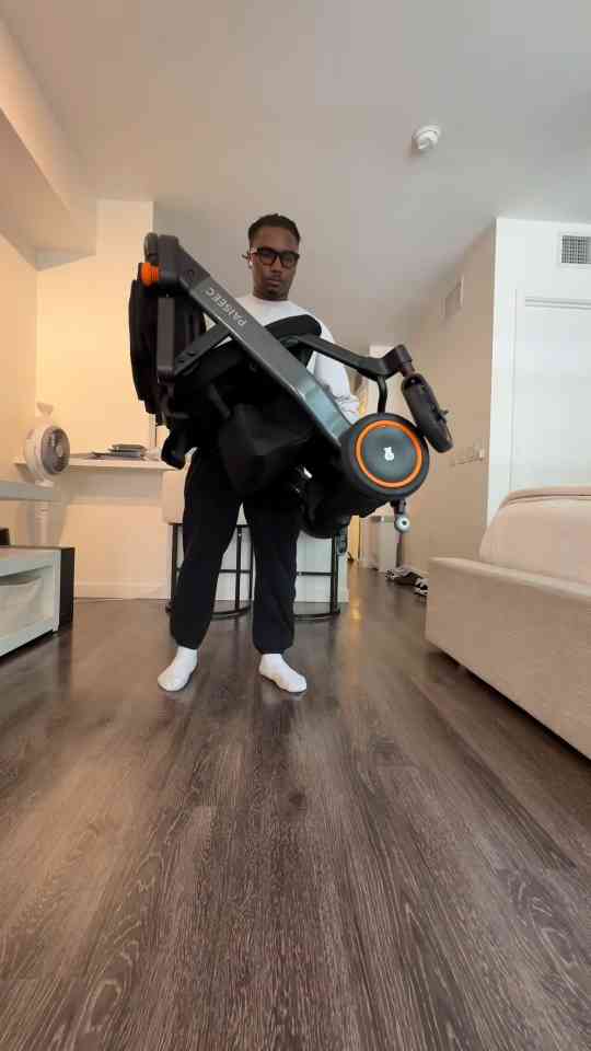 Frank tries out his new mobility wheelchair