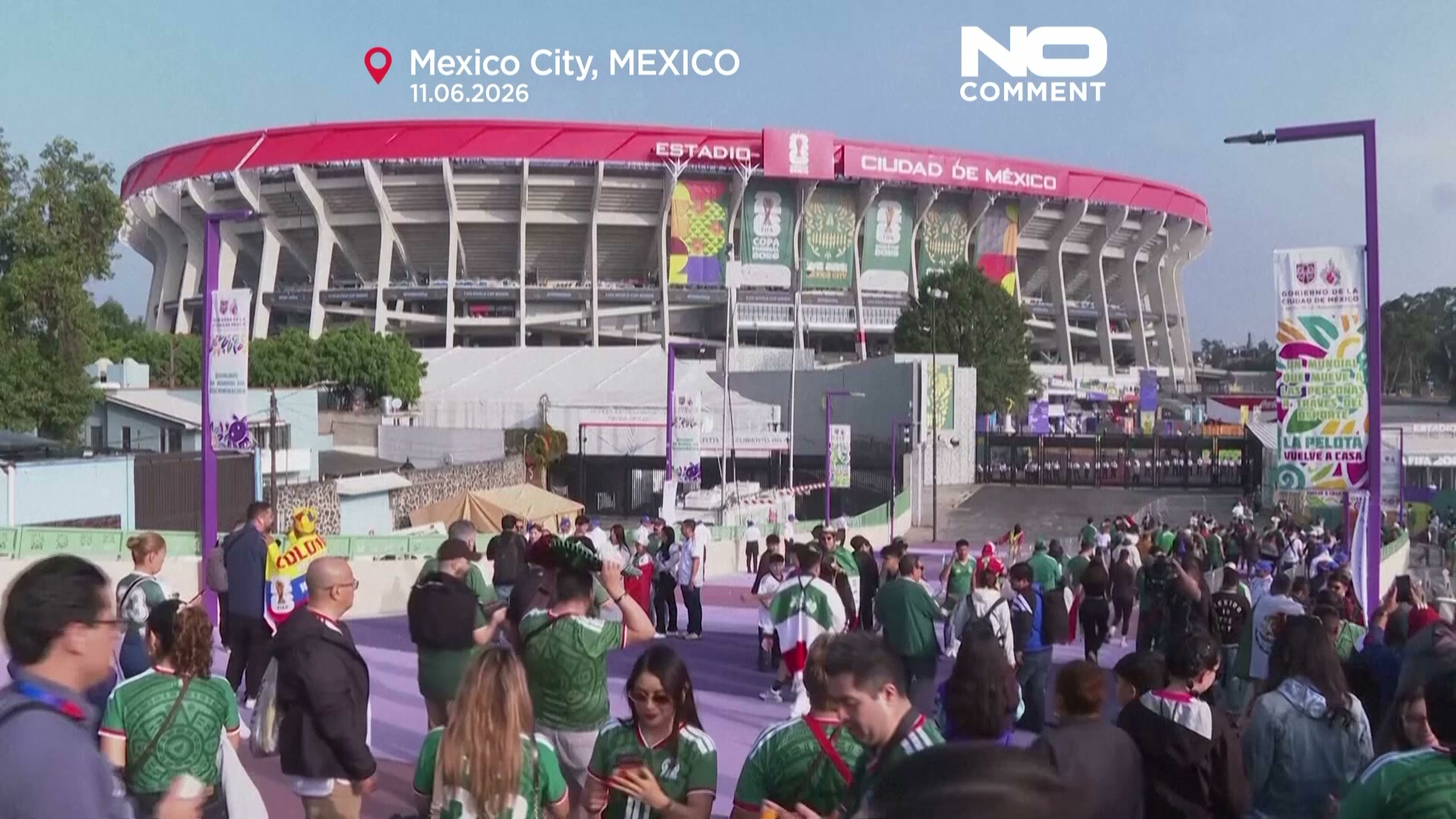 Fans descend on Mexico City stadium ahead of World Cup kickoff