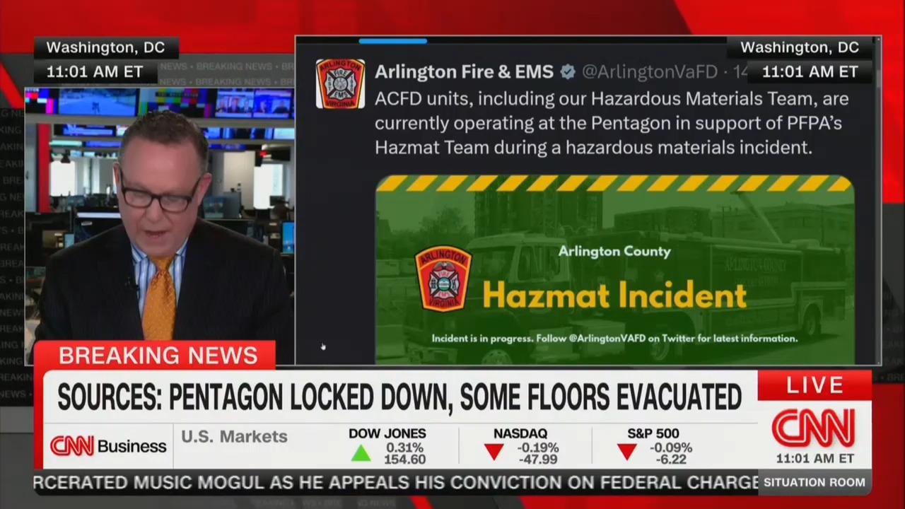 Breaking: Pentagon locked down as hazmat teams search the building