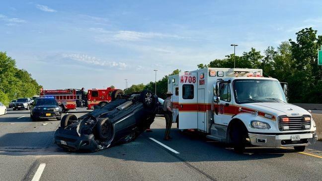 Car flips in crash on I-270 in Montgomery County