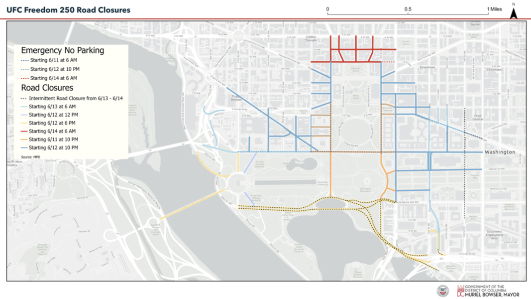 Map: Road closures start today ahead of UFC fight at the White House
