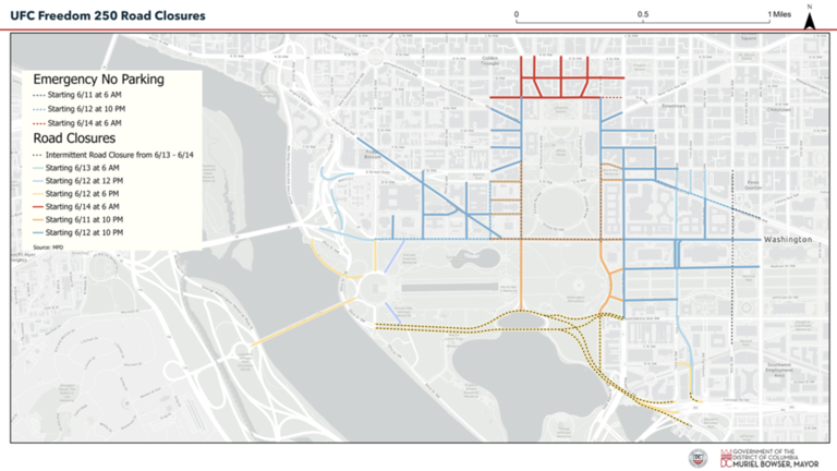 Map: Road closures start today ahead of UFC fight at the White House