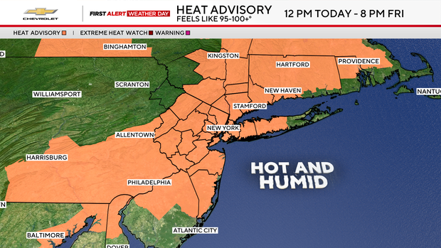 Severe weather warnings popping up as NYC is under heat advisory, air ...