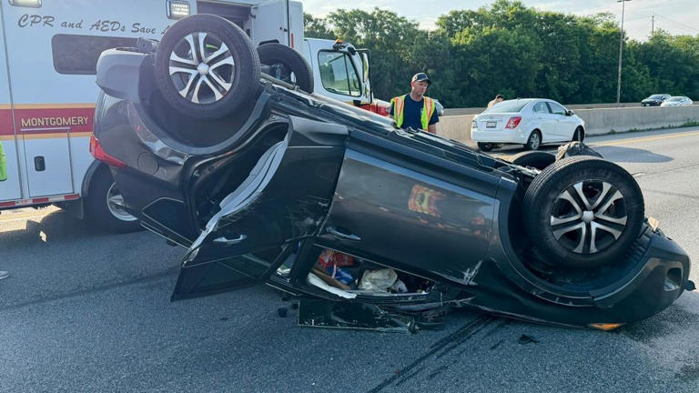 Car flips in crash on I-270 in Montgomery County