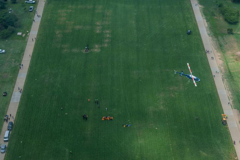 Massive '8647' appears in grass on the National Mall, aerial images show