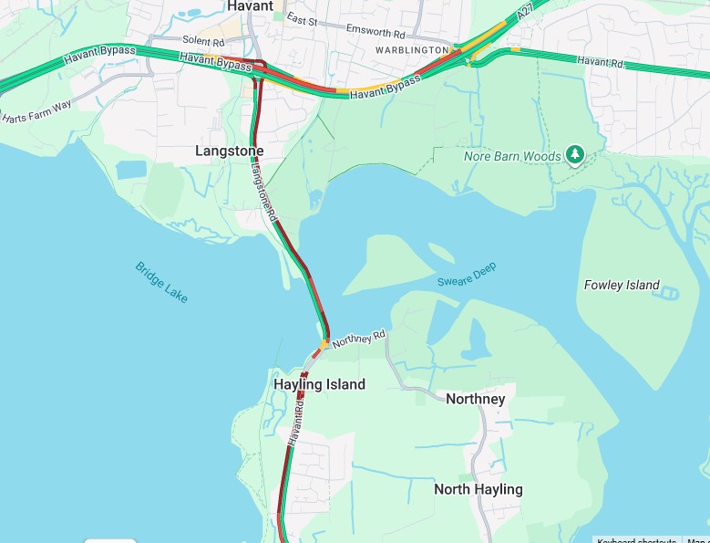 Road closure on Hayling Island after collision with emergency services ...