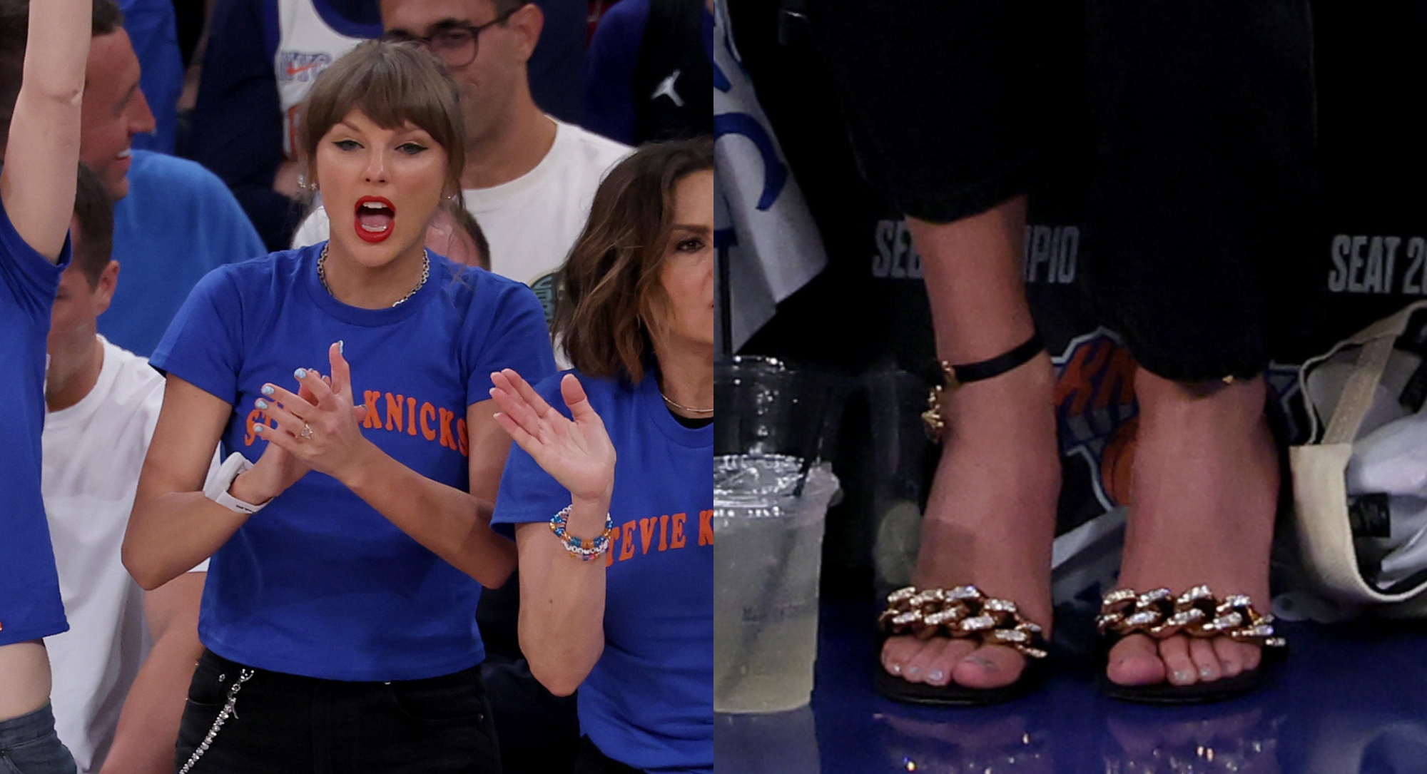 How Taylor Swift's Versace shoes distinguished her Knicks look