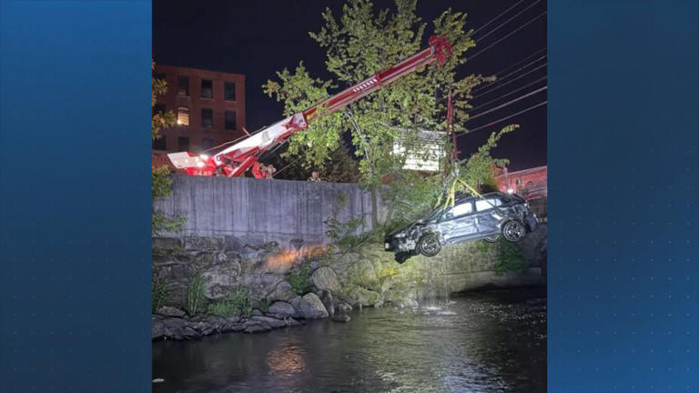 Two treated for minor injuries after car plunges into Dracut’s Beaver Brook