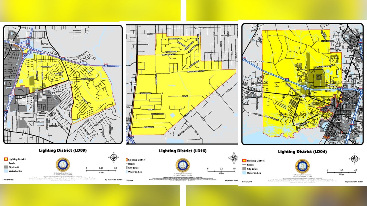 St. Tammany streetlights to go dark in three districts