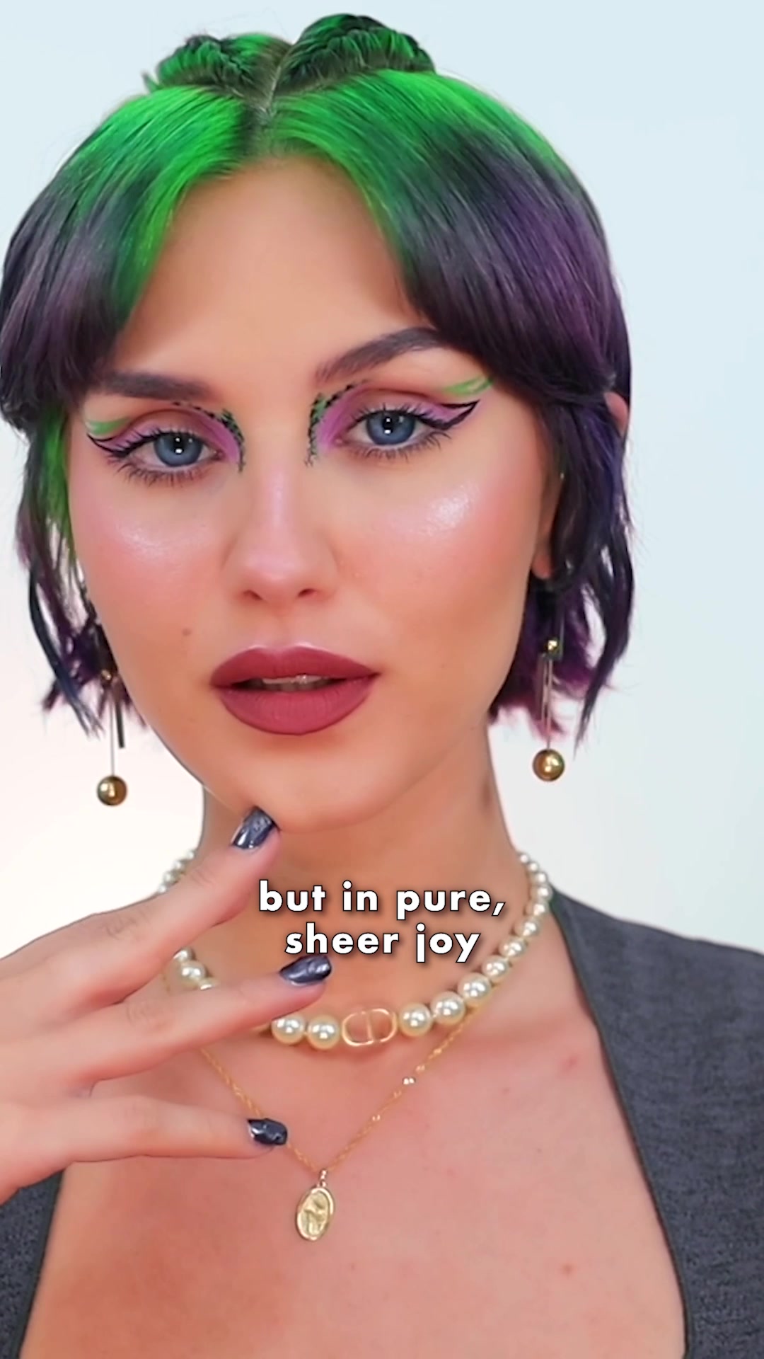 Vivid green and purple hair color correction reveal