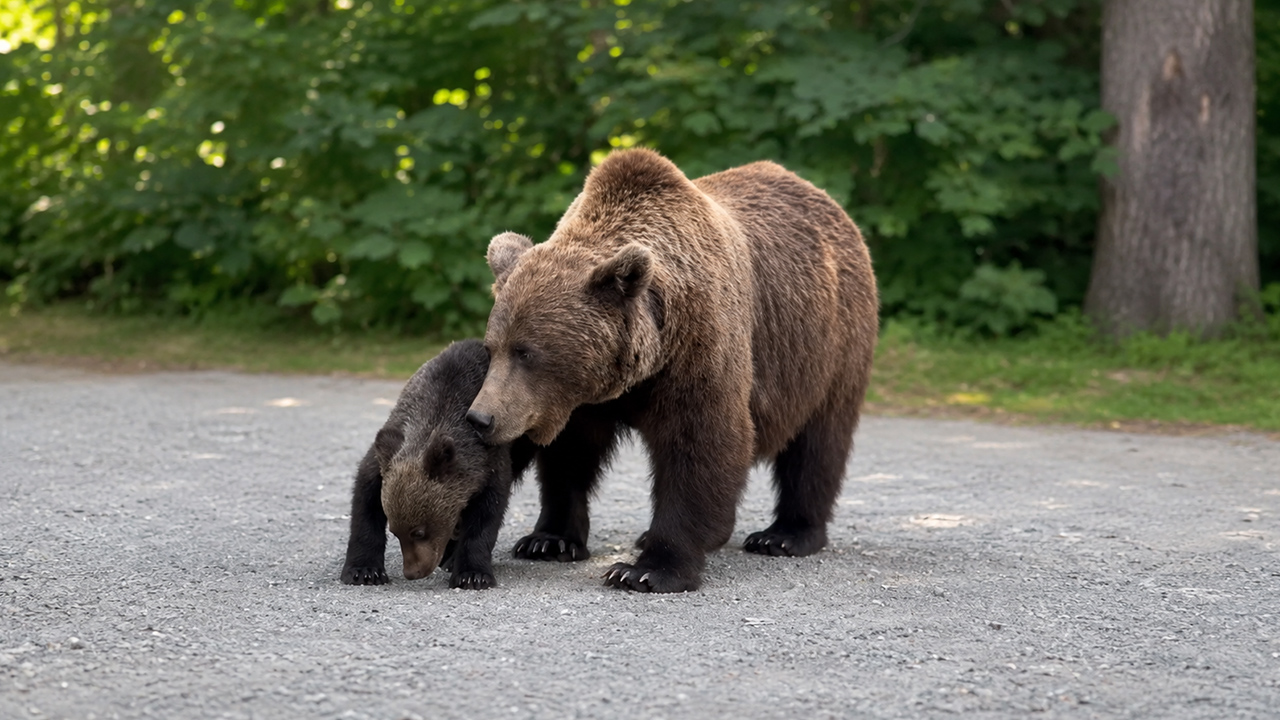 Watch the emotional moment between a bear and his cubs