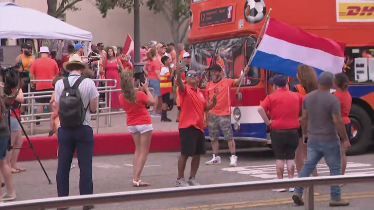 Iconic Dutch orange bus arrives in Galveston for World Cup