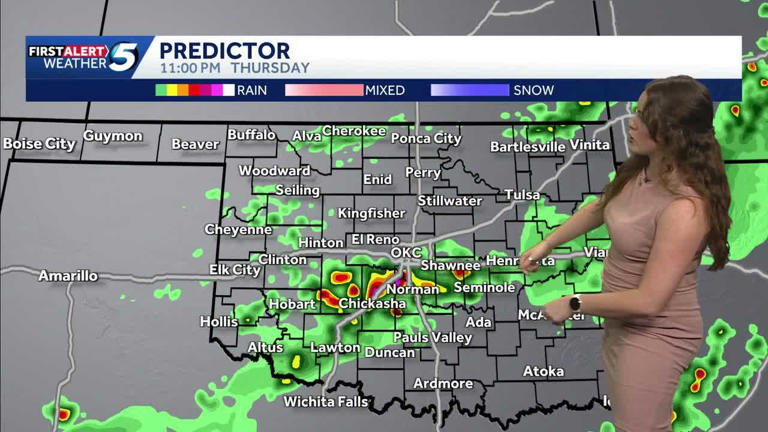 Storms with large hail, strong winds moving across Oklahoma Thursday